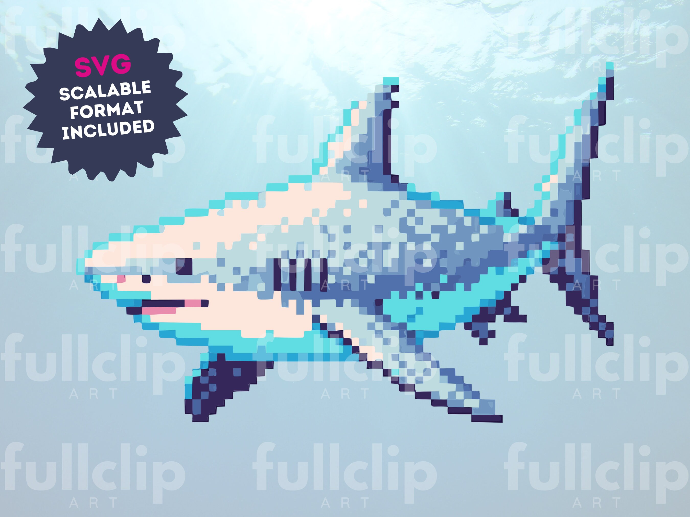 Pixel Ocean World Clipart Bundle, Ocean Pixel Art, Fish SVG, Shark PNG ...