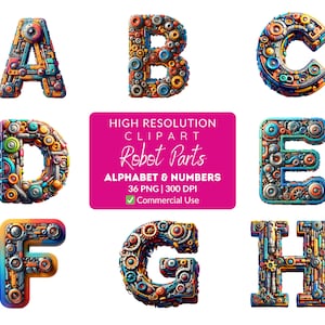 Robot Alphabet Clipart Bundle, Robot Clipart, Robot Font, Robot PNG ...