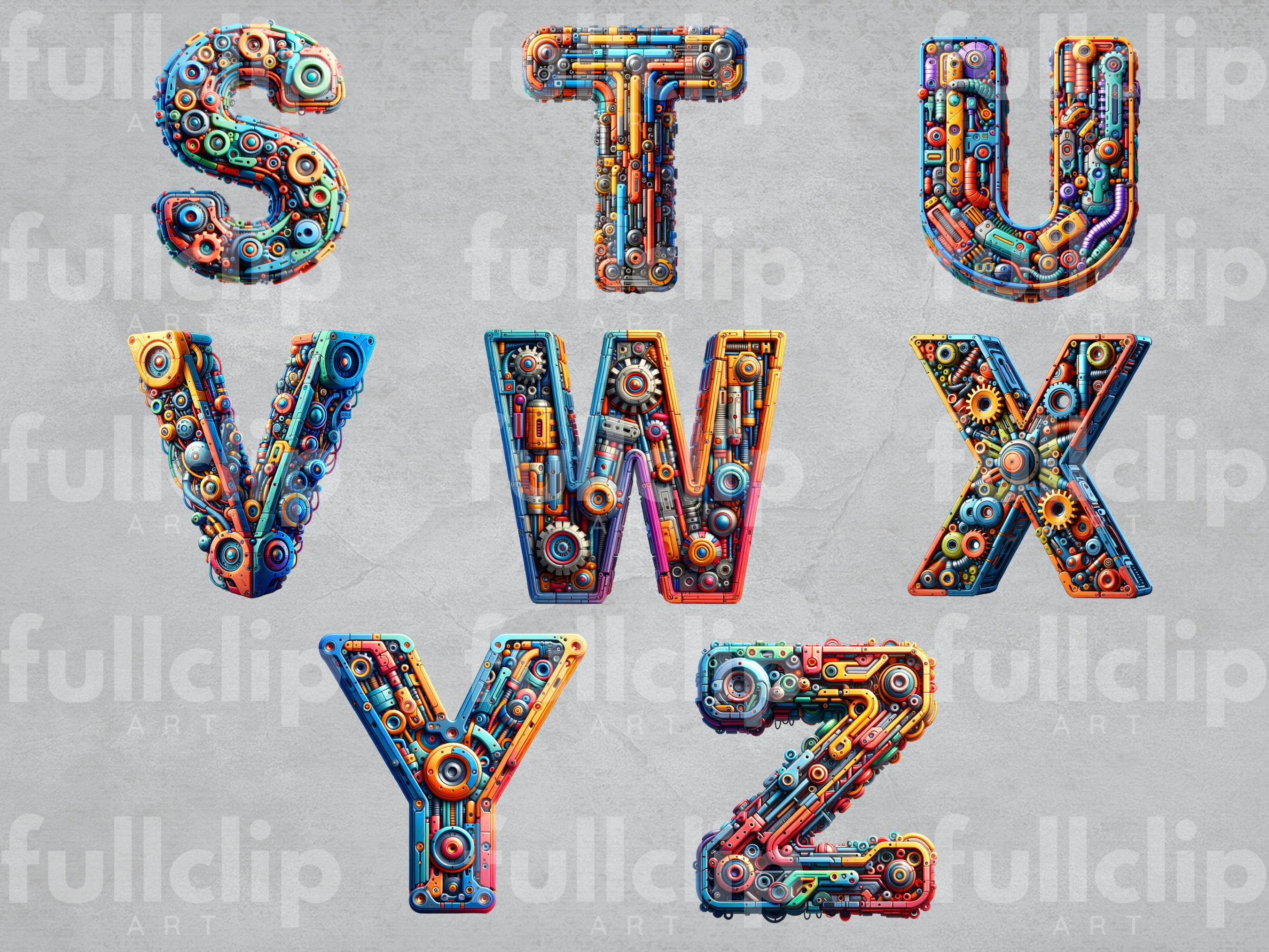 Robot Alphabet Clipart Bundle, Robot Clipart, Robot Font, Robot PNG ...