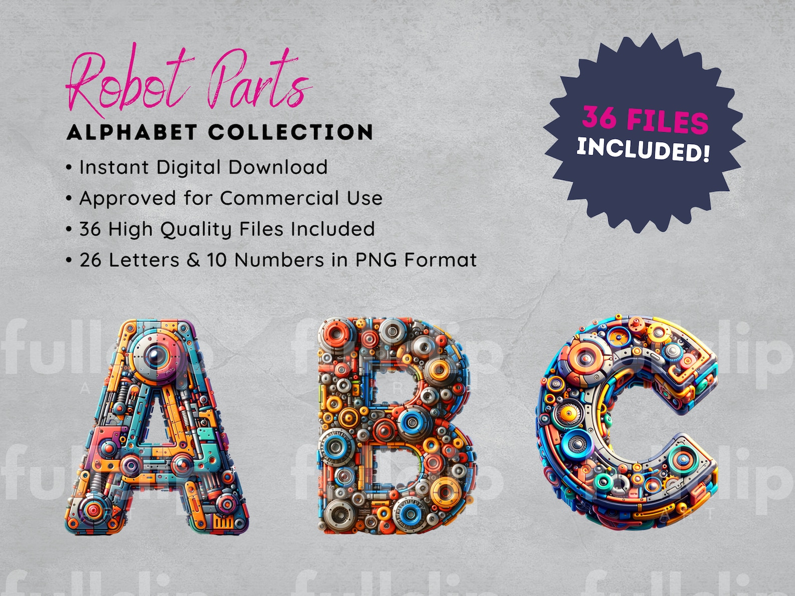 Robot Alphabet Clipart Bundle, Robot Clipart, Robot Font, Robot PNG ...