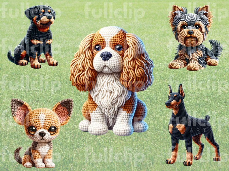 Knitted Dog Clipart Bundle, Dog Breeds Clipart Bundle, Dog Clipart ...