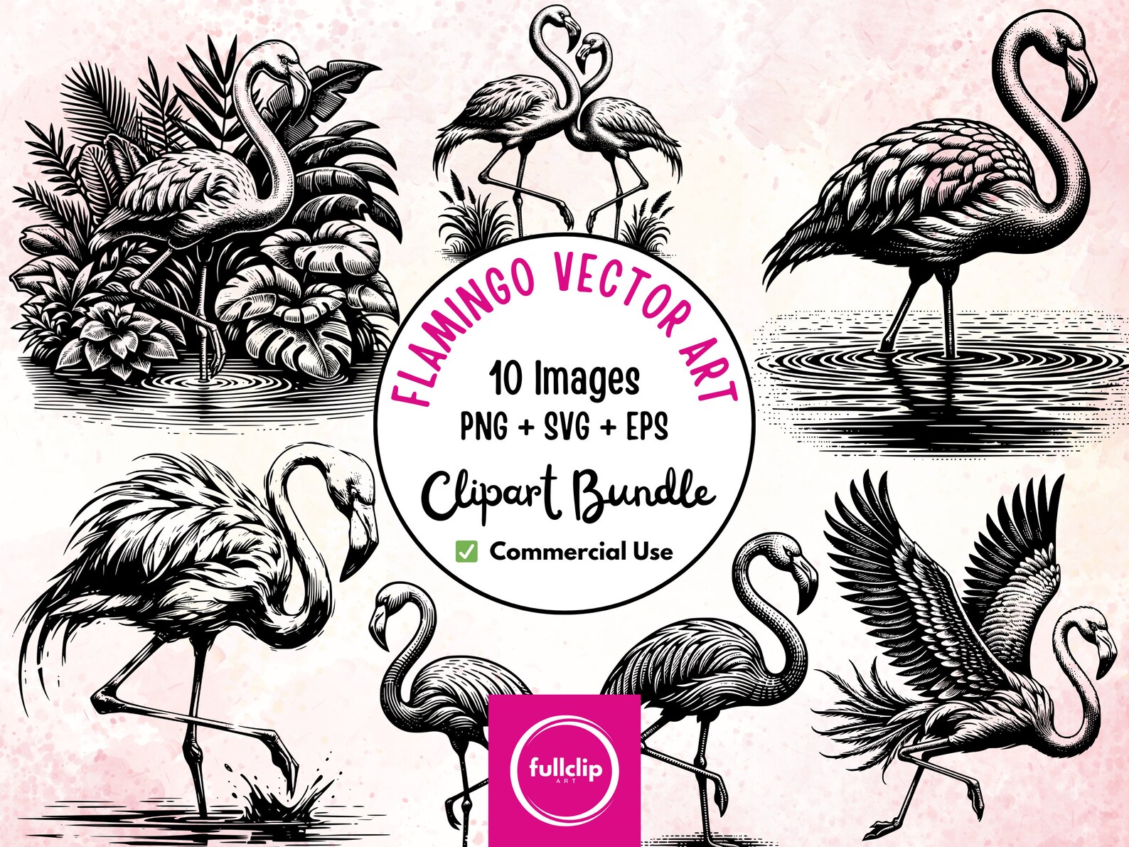 Flamingo Clipart Bundle, Flamingo SVG, Flamingo PNG, Flamingos Clipart ...
