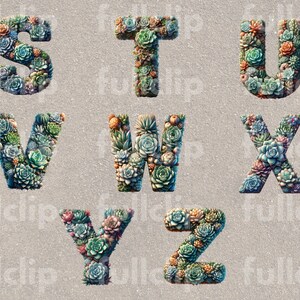 Succulent Alphabet Clipart Bundle, Succulent Letters, Gardening Clipart ...