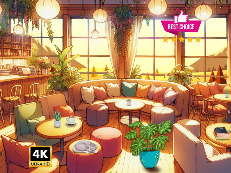 Animated Background Lofi Cafe Fall Day, Vtuber Assets, Vtuber ...