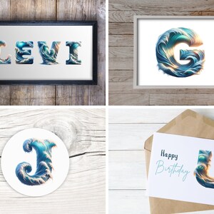 Waves Alphabet Clipart Bundle, Waves PNG, Ocean Clipart, Waves Font ...