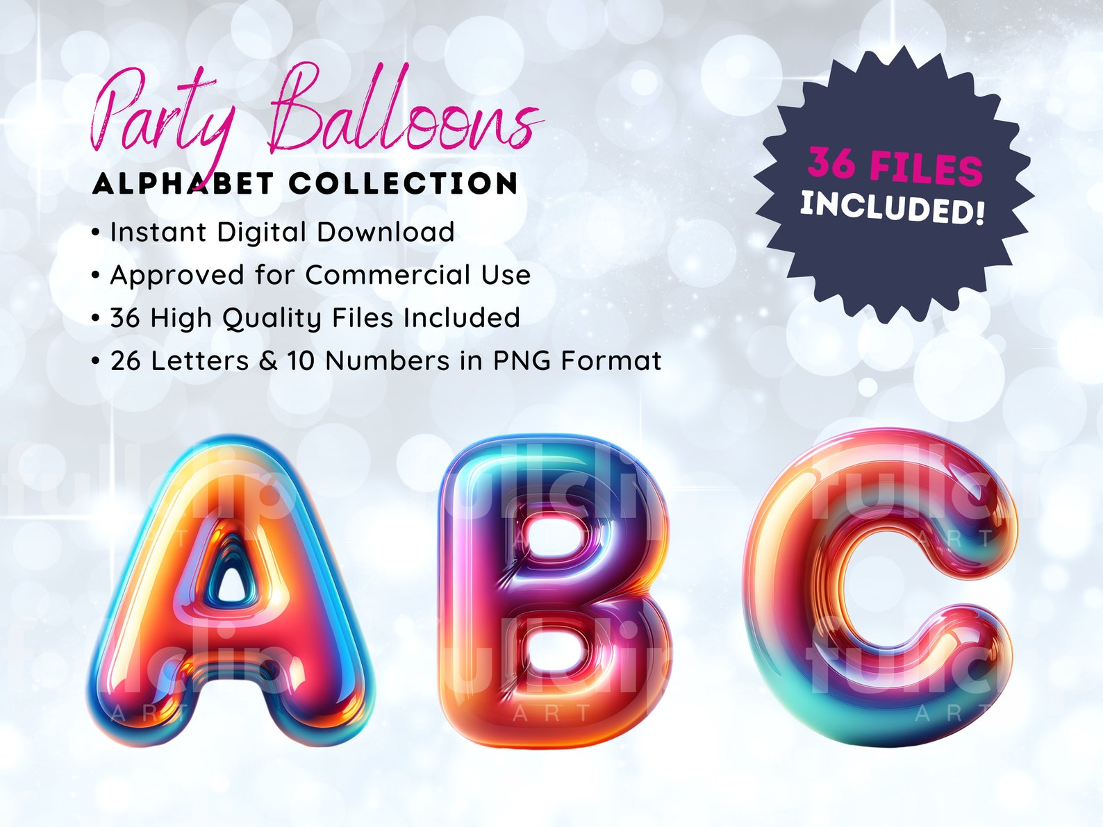 Balloon Letter Clipart Bundle, Birthday Letters, Party Clipart, 3D ...