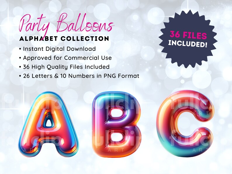 Balloon Letter Clipart Bundle, Birthday Letters, Party Clipart, 3D ...