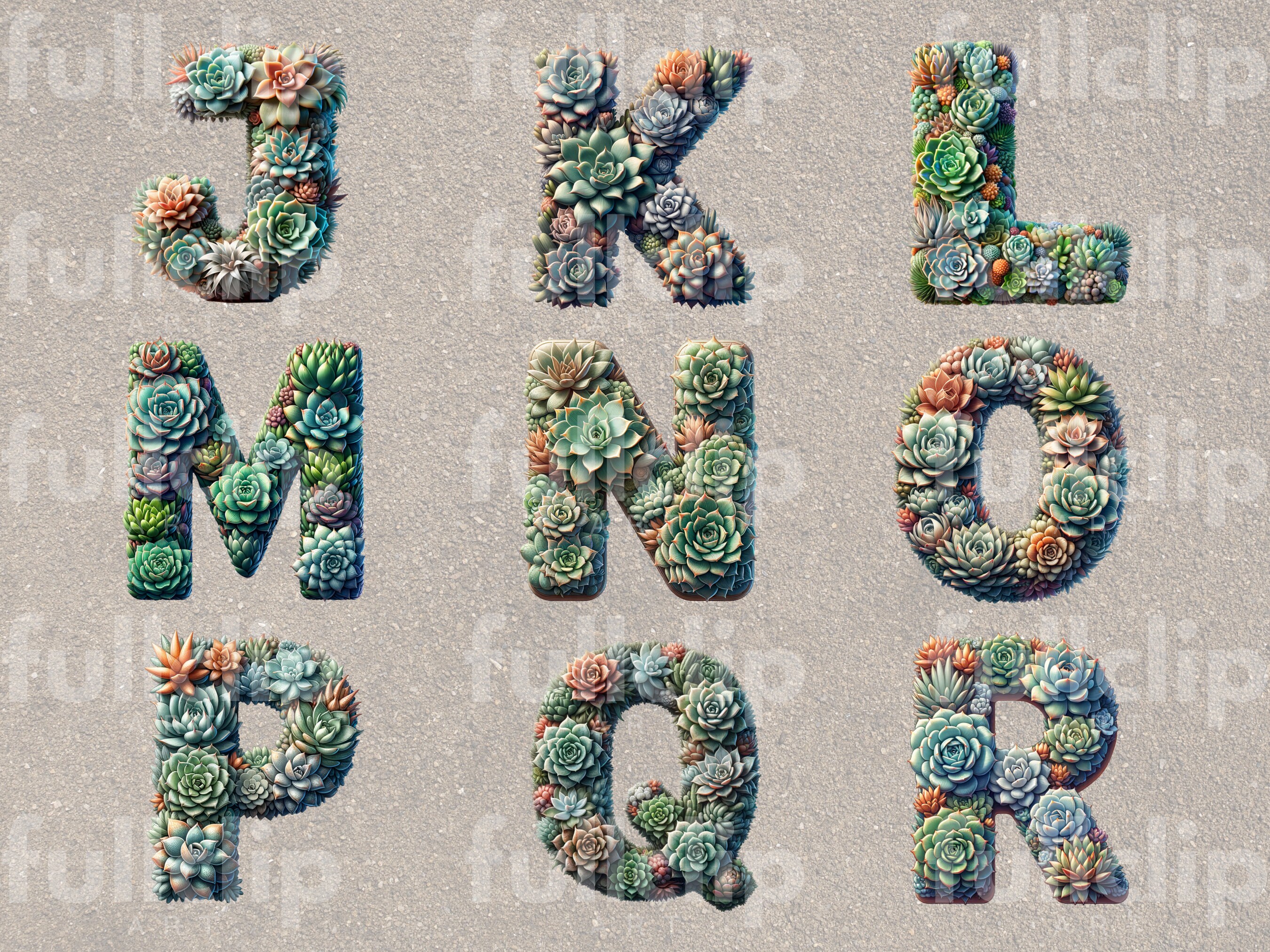 Succulent Alphabet Clipart Bundle, Succulent Letters, Gardening Clipart ...