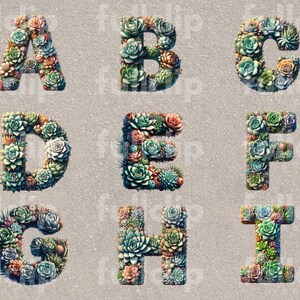 Succulent Alphabet Clipart Bundle, Succulent Letters, Gardening Clipart ...