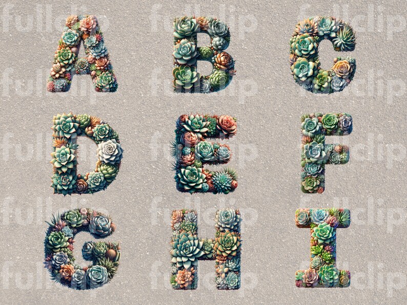 Succulent Alphabet Clipart Bundle, Succulent Letters, Gardening Clipart ...