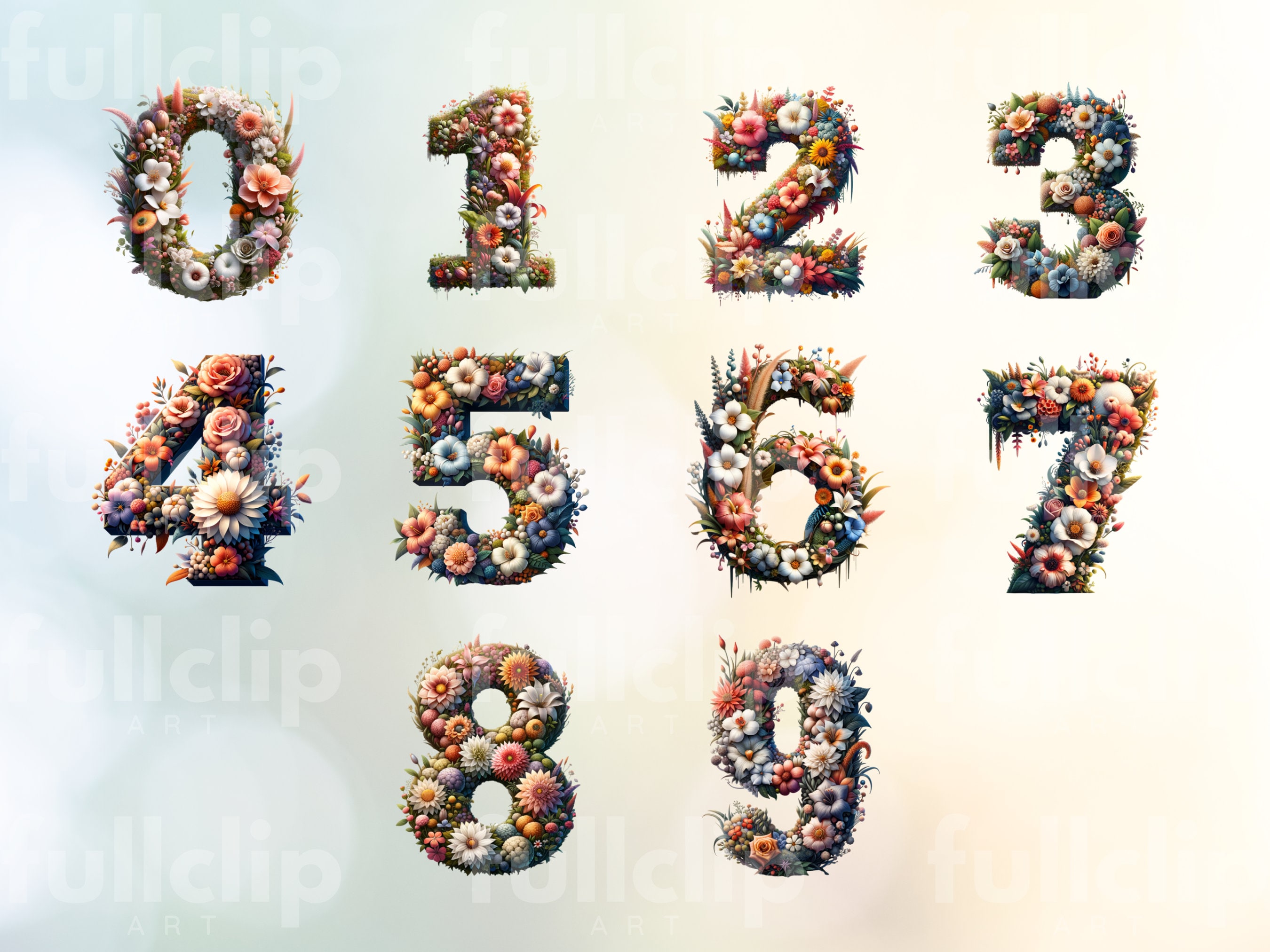 Floral Font Clipart Bundle, Flower PNG, Flower Clipart, Floral Clipart ...