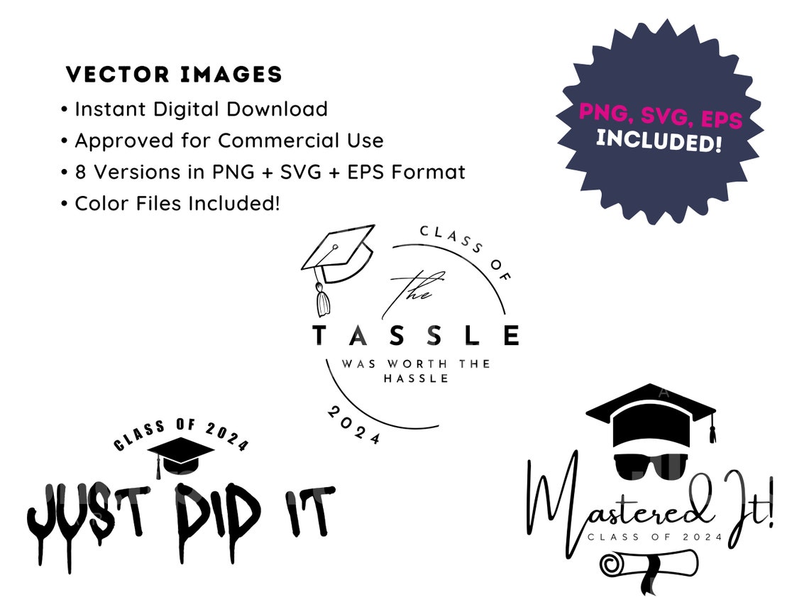 Amusing Class of 2024 SVG Clipart Bundle, Class of 2024 Svg, Class of ...