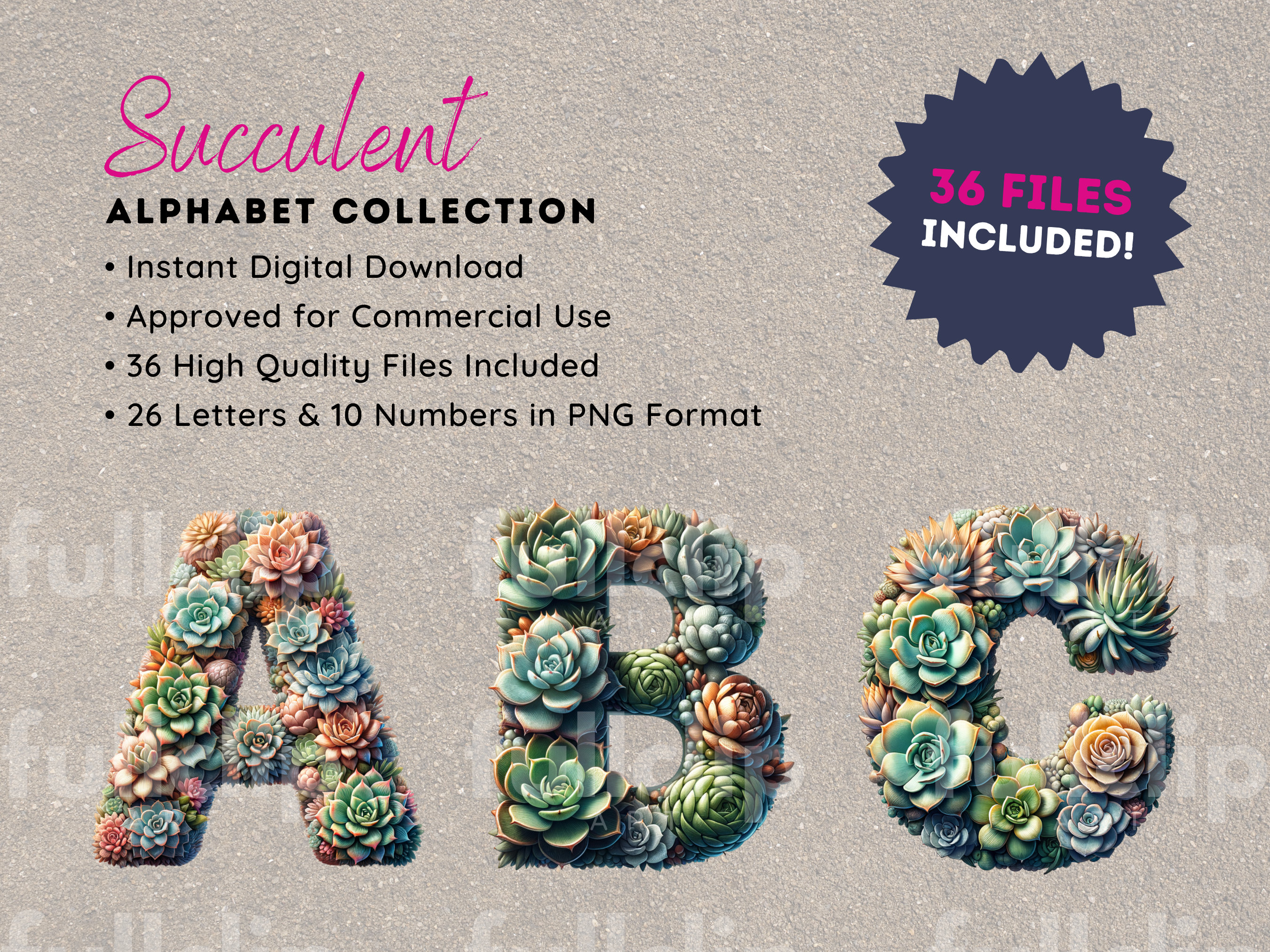 Succulent Alphabet Clipart Bundle, Succulent Letters, Gardening Clipart ...