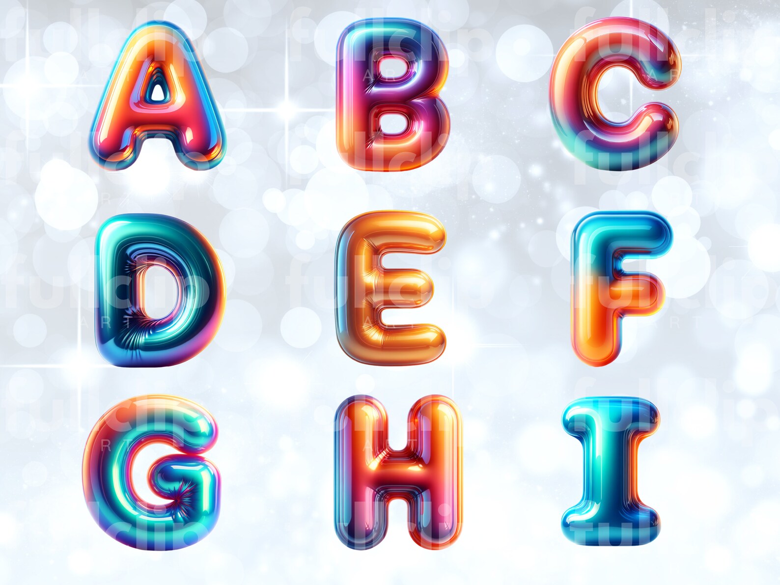 Balloon Letter Clipart Bundle, Birthday Letters, Party Clipart, 3D ...