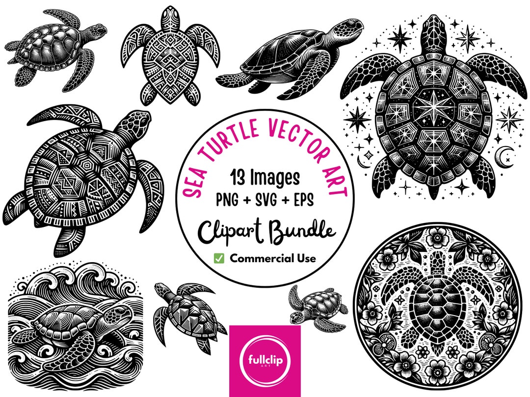 Sea Turtle Clipart Bundle, Sea Turtle SVG, Sea Turtle PNG, Sea Turtle ...