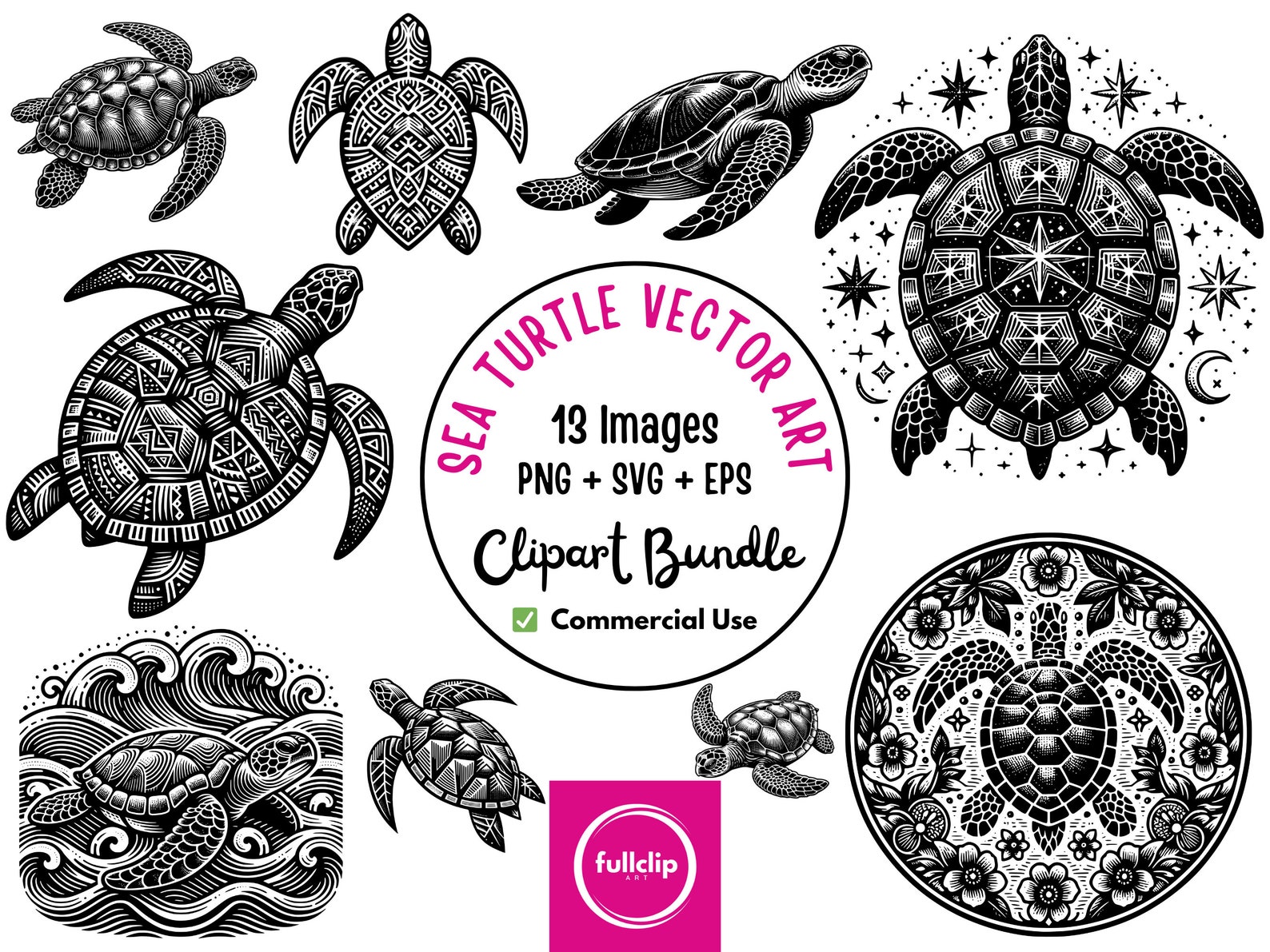 Sea Turtle Clipart Bundle, Sea Turtle SVG, Sea Turtle PNG, Sea Turtle ...