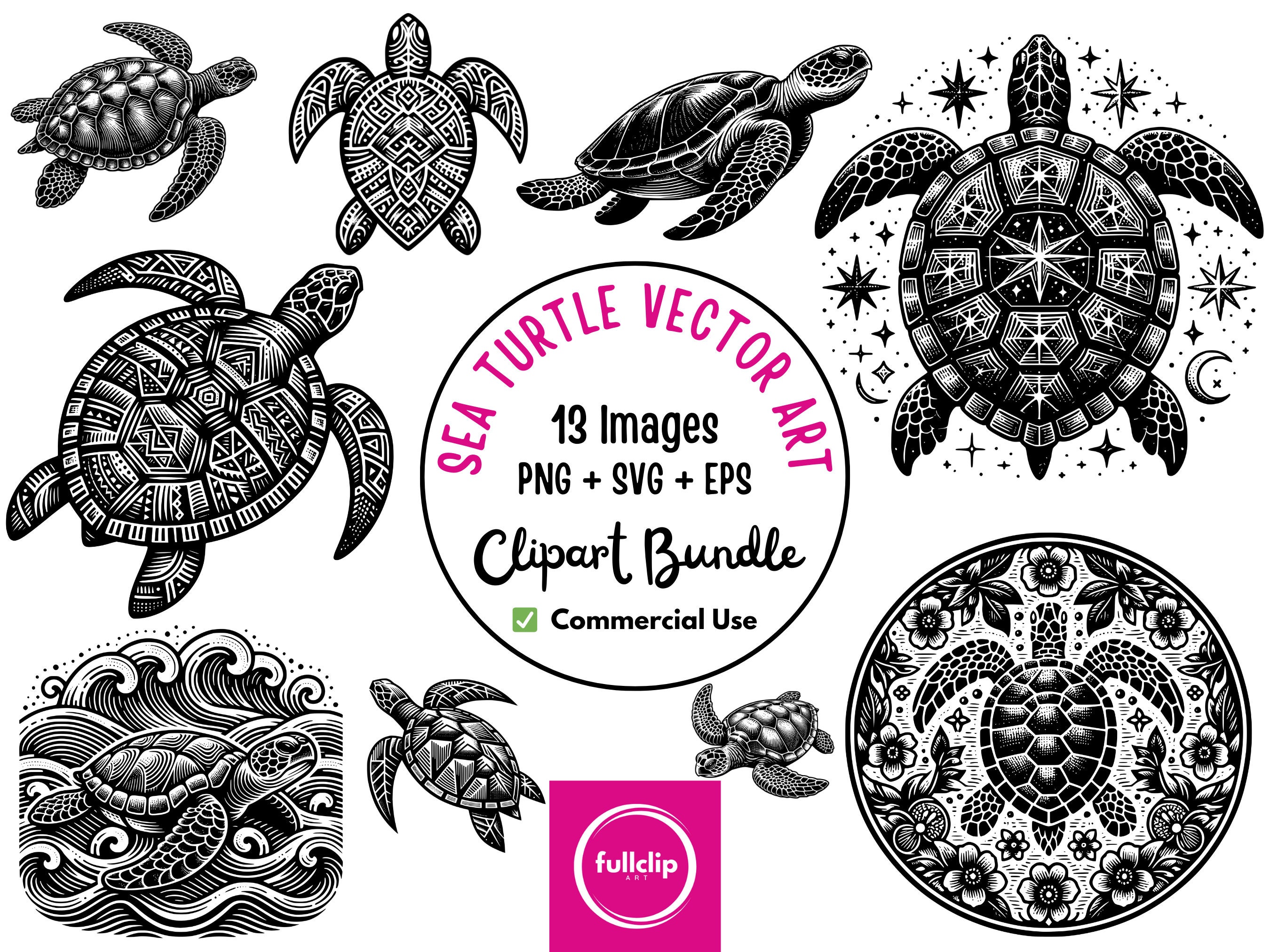 Sea Turtle Clipart Bundle, Sea Turtle SVG, Sea Turtle PNG, Sea Turtle ...