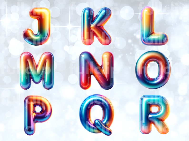 Balloon Letter Clipart Bundle, Birthday Letters, Party Clipart, 3D ...