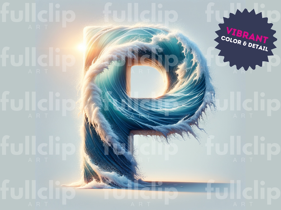 Waves Alphabet Clipart Bundle, Waves PNG, Ocean Clipart, Waves Font ...