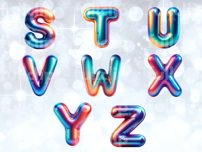 Balloon Letter Clipart Bundle, Birthday Letters, Party Clipart, 3D ...