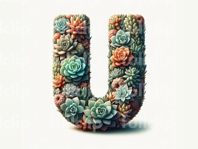 Succulent Alphabet Clipart Bundle, Succulent Letters, Gardening Clipart ...