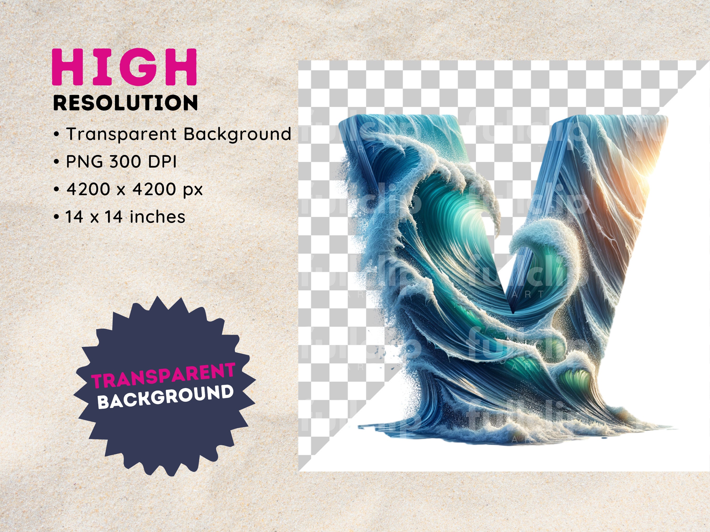 Waves Alphabet Clipart Bundle, Waves PNG, Ocean Clipart, Waves Font ...