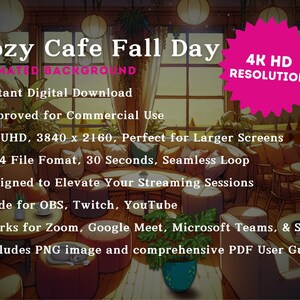 Animated Background Lofi Cafe Fall Day, Vtuber Assets, Vtuber ...