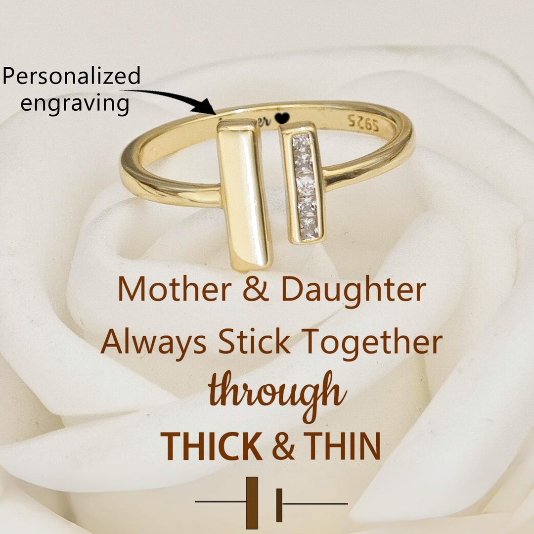 Personalized Mother Daughter Thick & Thin Ring,mother Daughter Ring ...