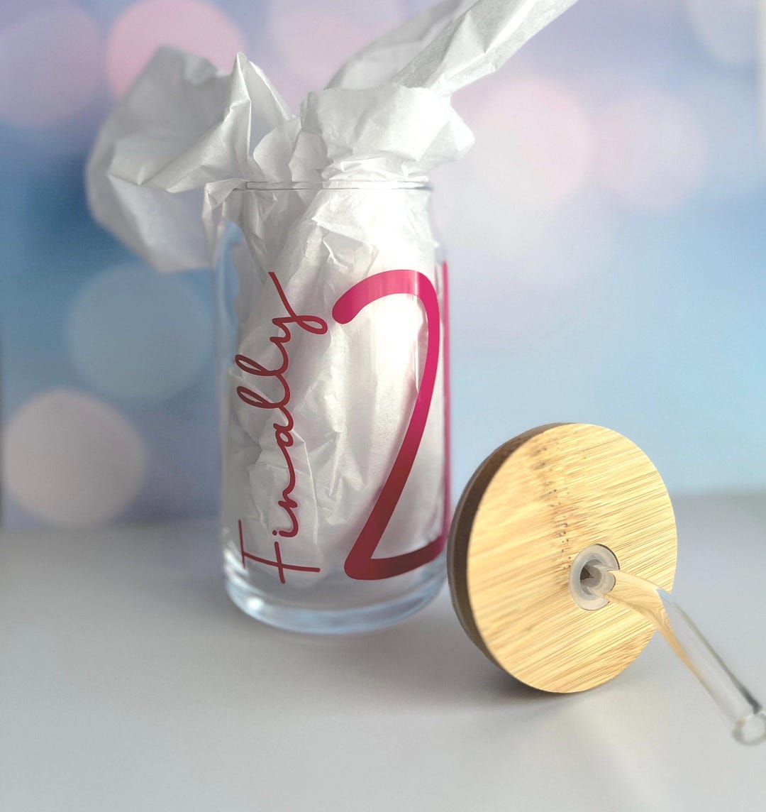 21st Birthday Gift, Finally 21, Beer Glass With Lid, Celebration, 21 ...