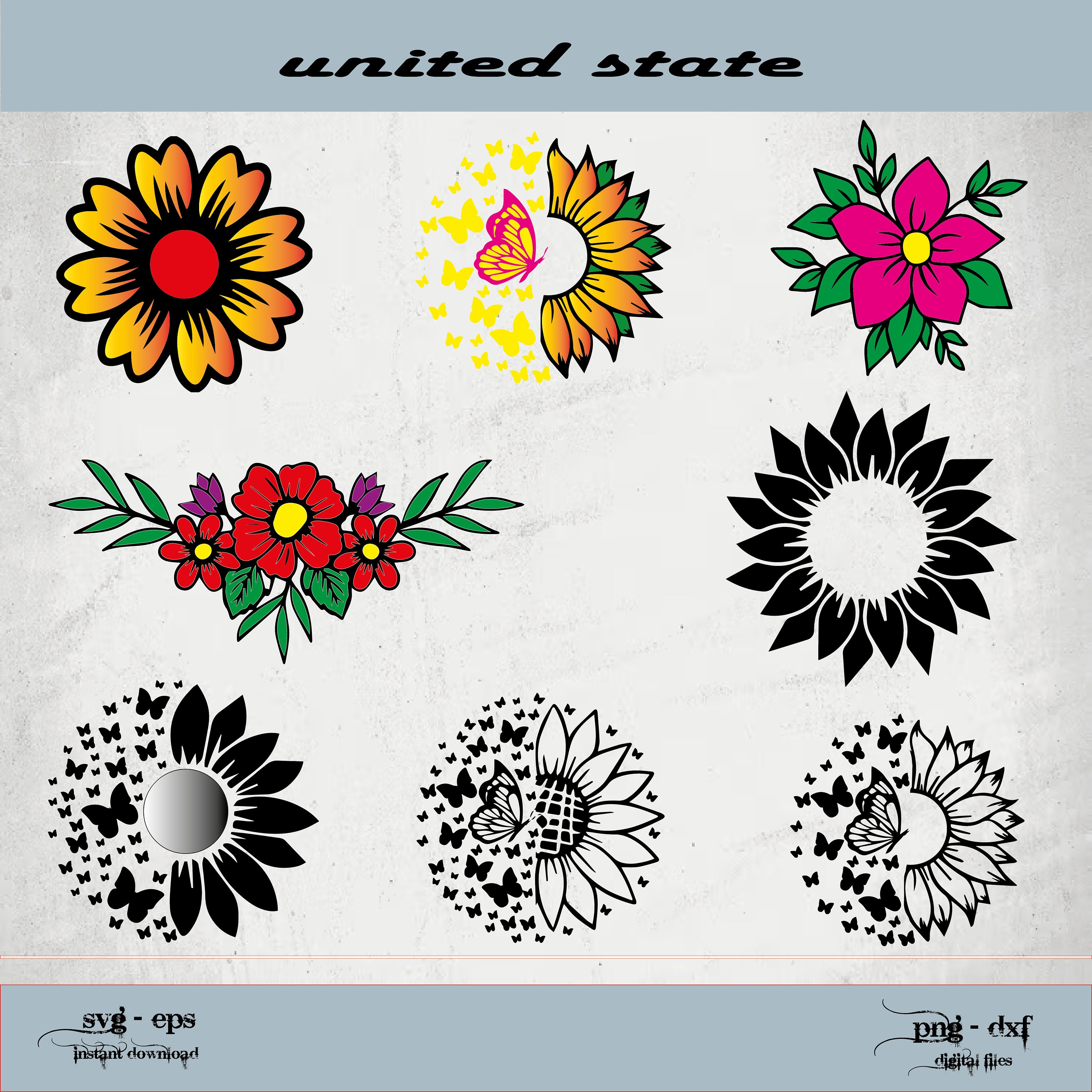 Flower SVG Bundle, Sun Flowers Svg, Spring, Flowers Designs for Shirts ...