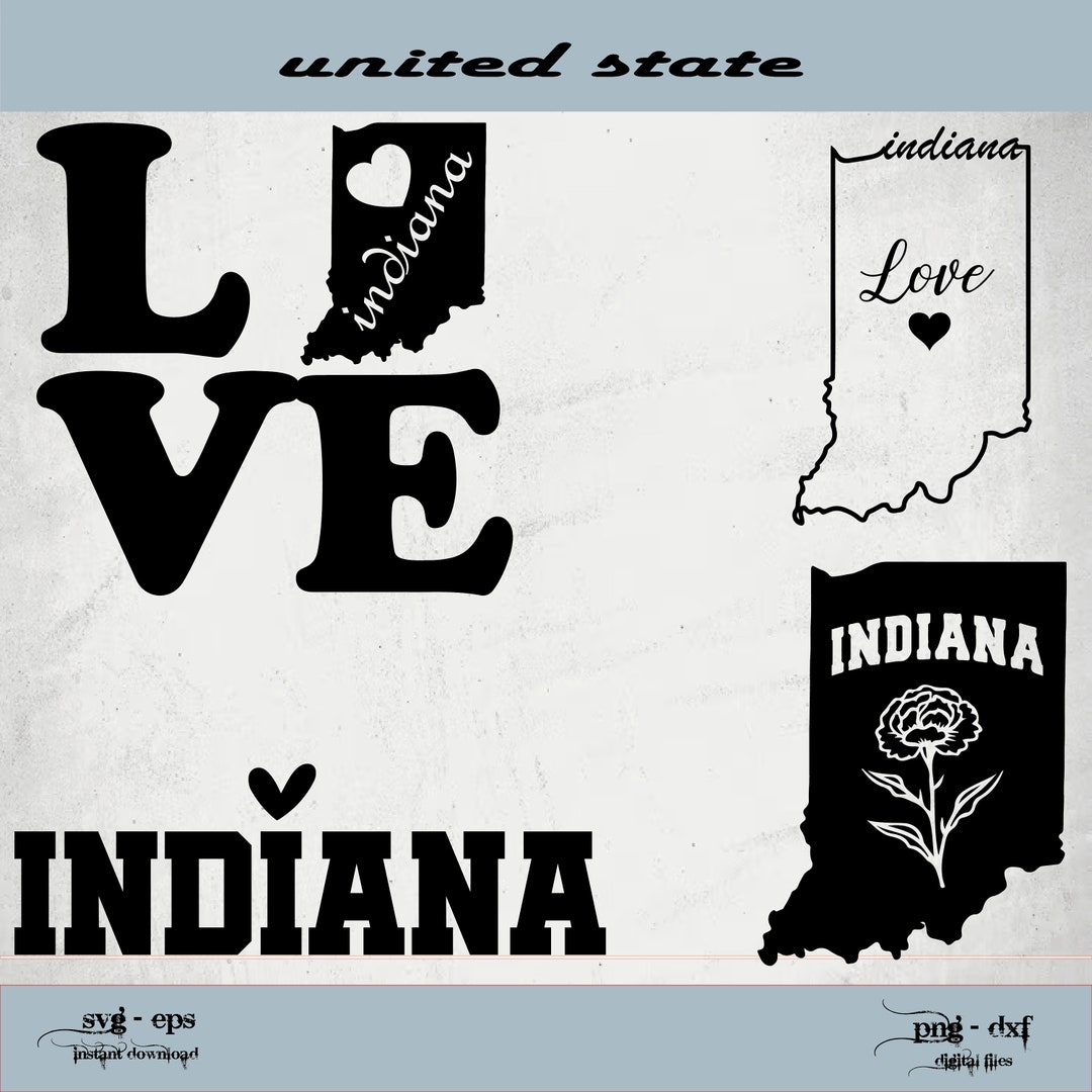 Indiana State SVG Bundle | Instant Download | Commercial Use - Etsy
