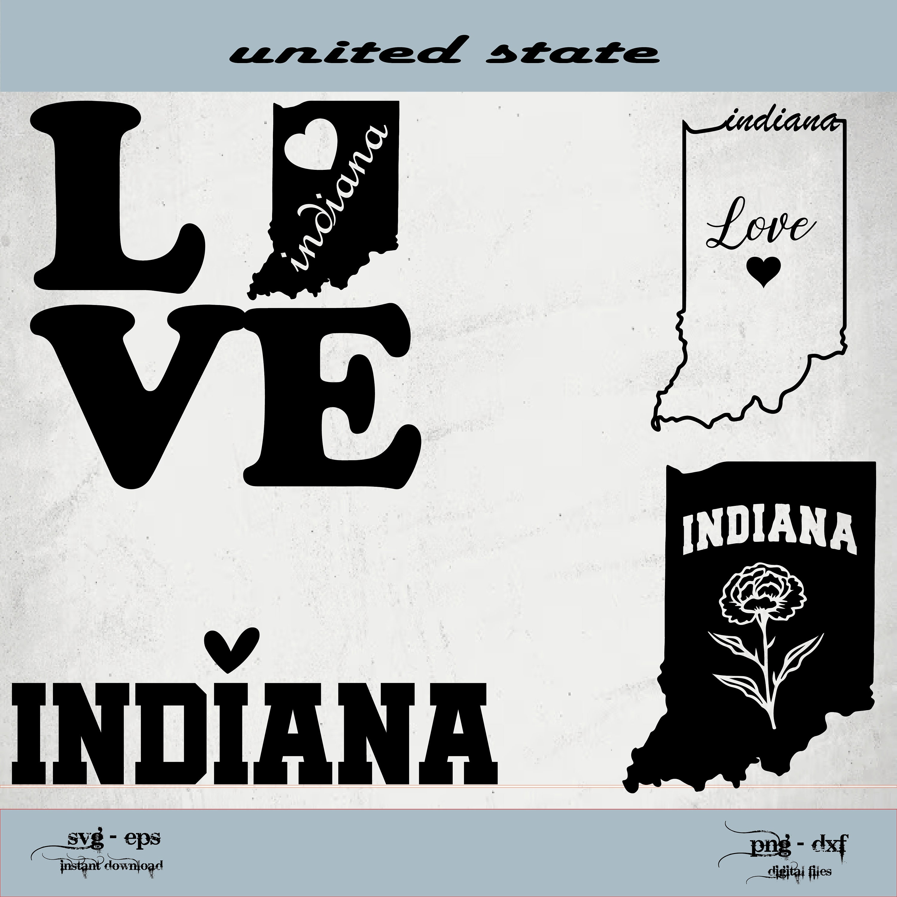 Indiana State SVG Bundle | Instant Download | Commercial Use - Etsy
