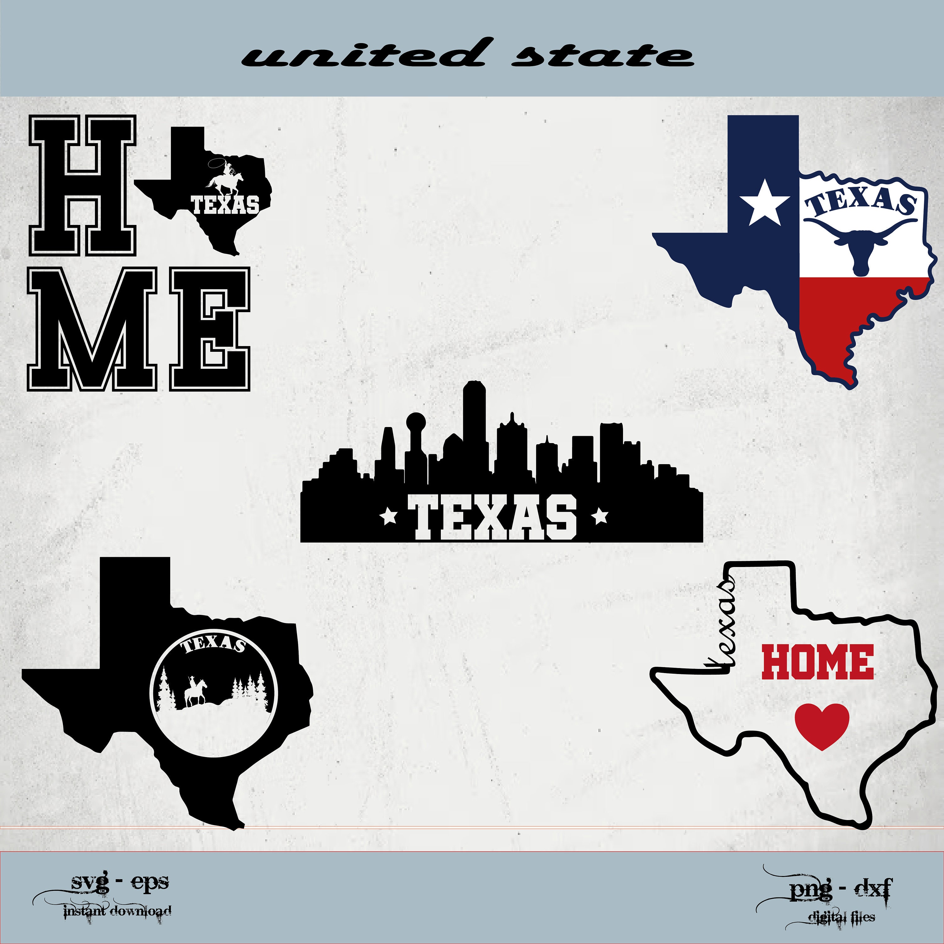 Texas SVG Bundle, Hand Drawn Vector Silhouette, Texas Outline SVG, - Etsy