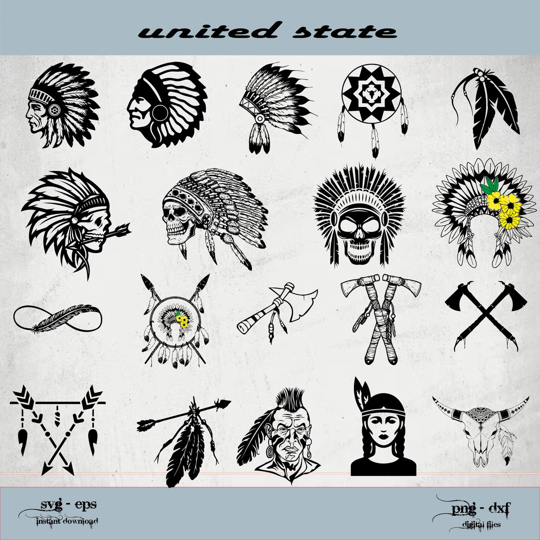 Native American SVG, Indian Chief Svg, Indian Headdress Svg, American ...