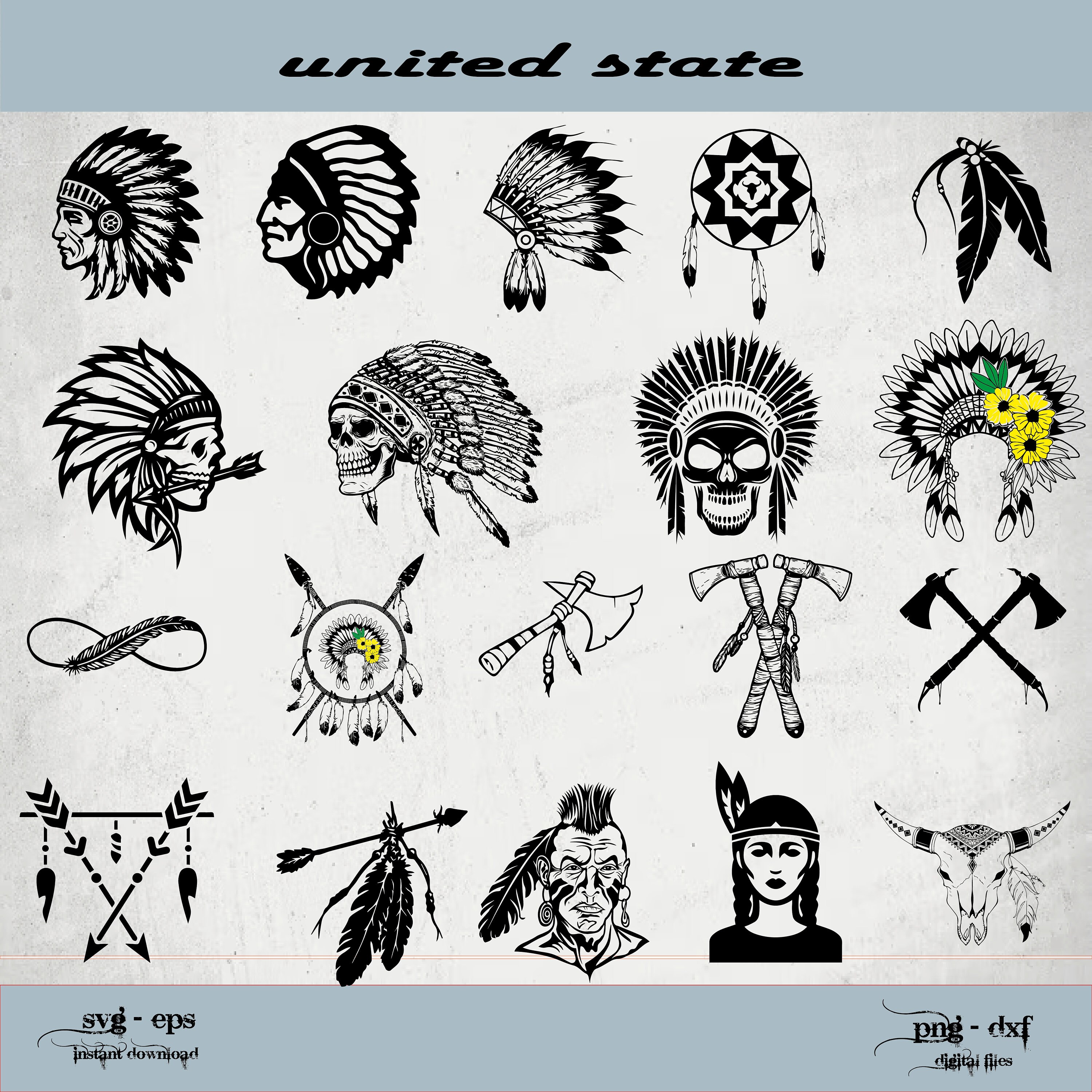 Native American SVG, Indian Chief Svg, Indian Headdress Svg, American ...