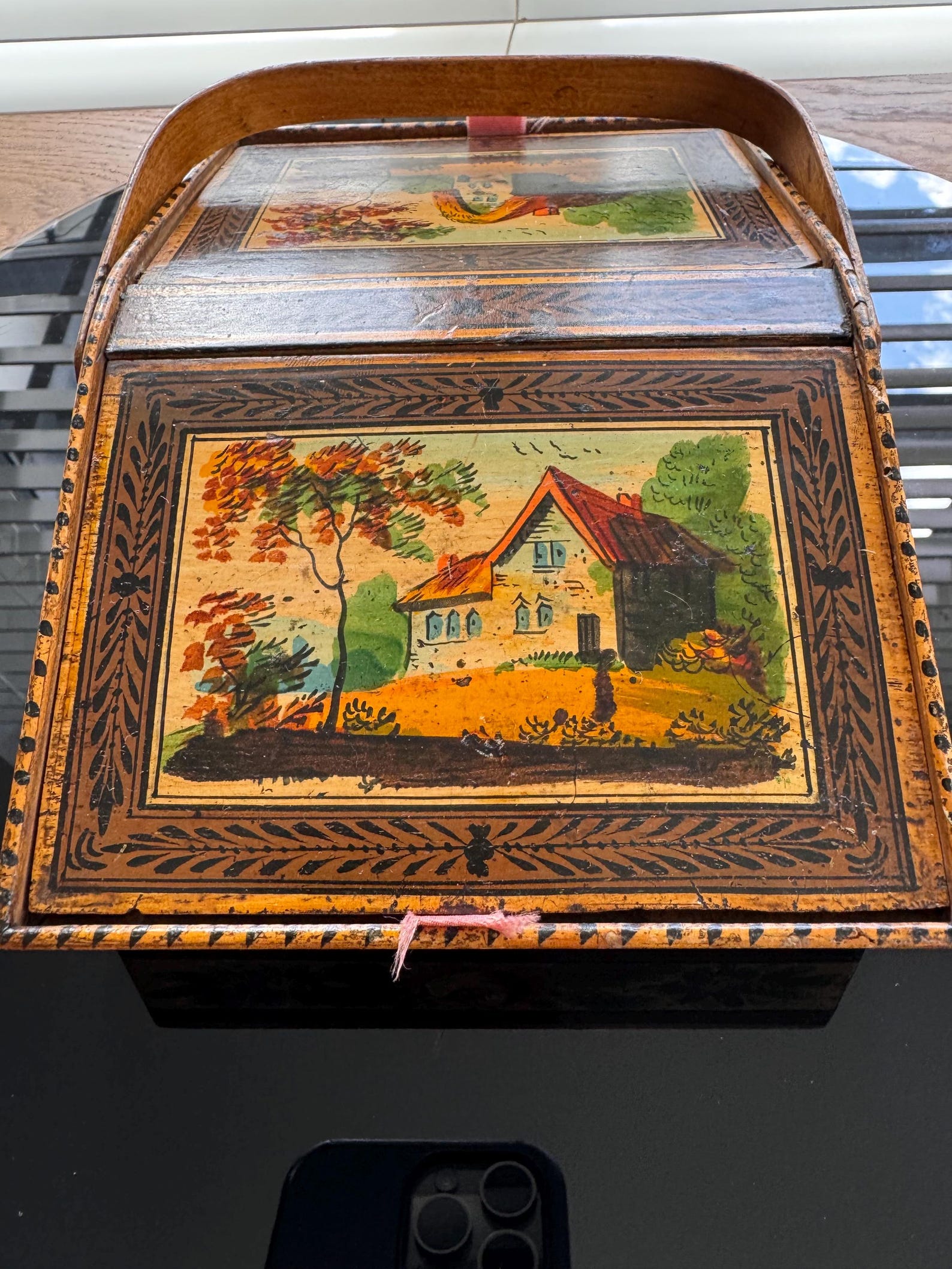 Antique Tunbridge Ware Sewing Box: Hand-painted Victorian Heirloom - Etsy