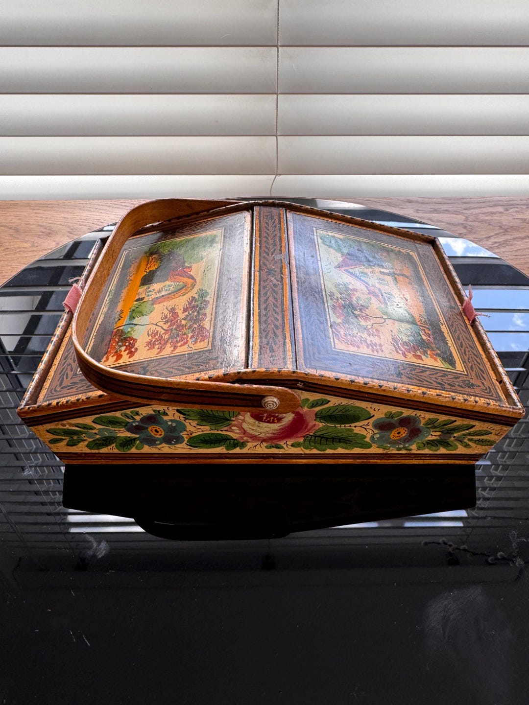 Antique Tunbridge Ware Sewing Box: Hand-painted Victorian Heirloom - Etsy