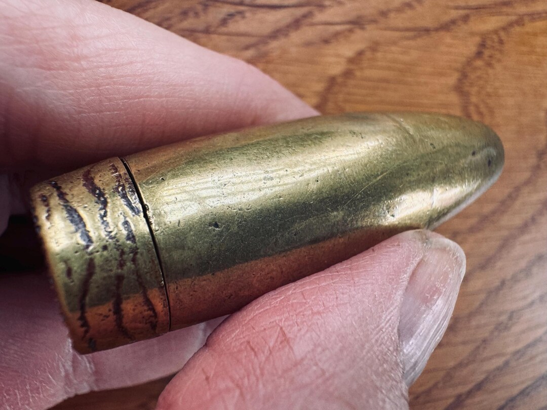 Antique Brass Vesta Case- WW1 Era Trench Art Bullet Case Match Safe ...