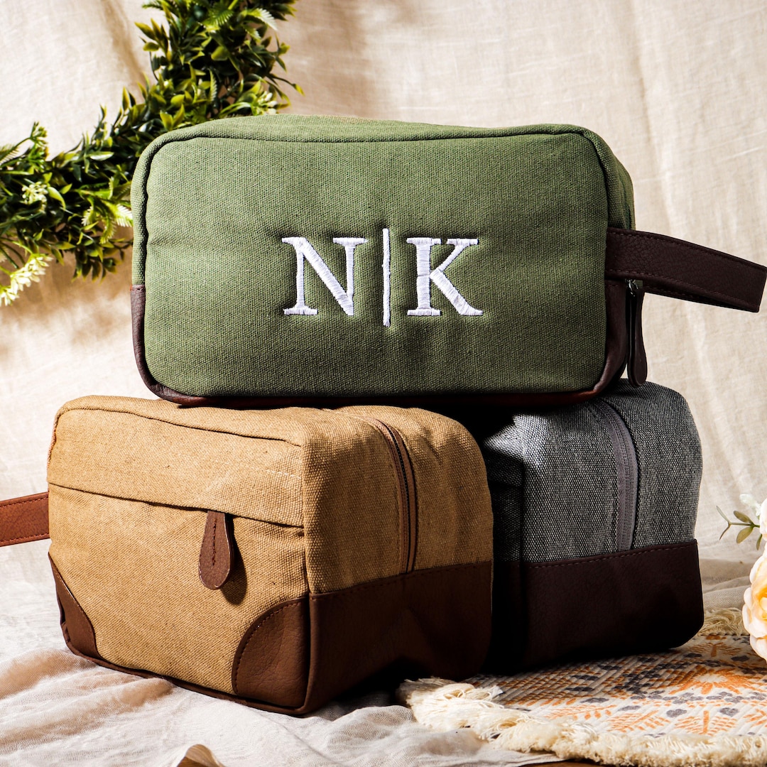 Groomsmen Gift Washed Canvas Dopp Kit, Personalized Shaving Kit ...