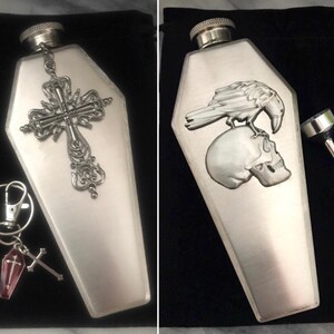Coffin Flask | Stainless Steel Coffin Hip Flask W/ Funnel | Gothic ...