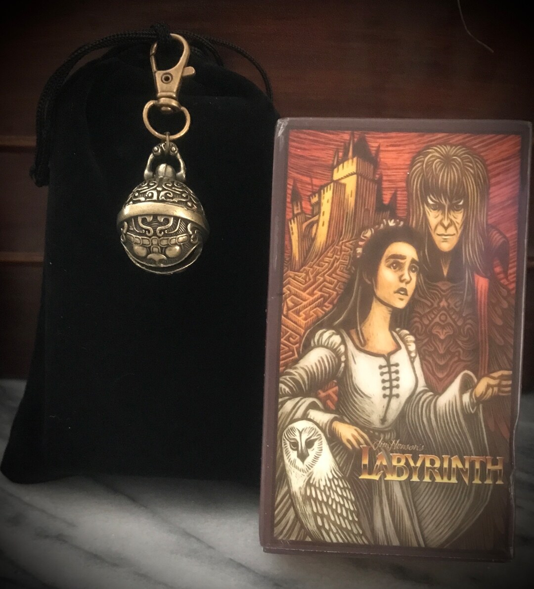 Labyrinth Tarot Deck in Black Velvet Satchel With Goblin Bell, Bag ...