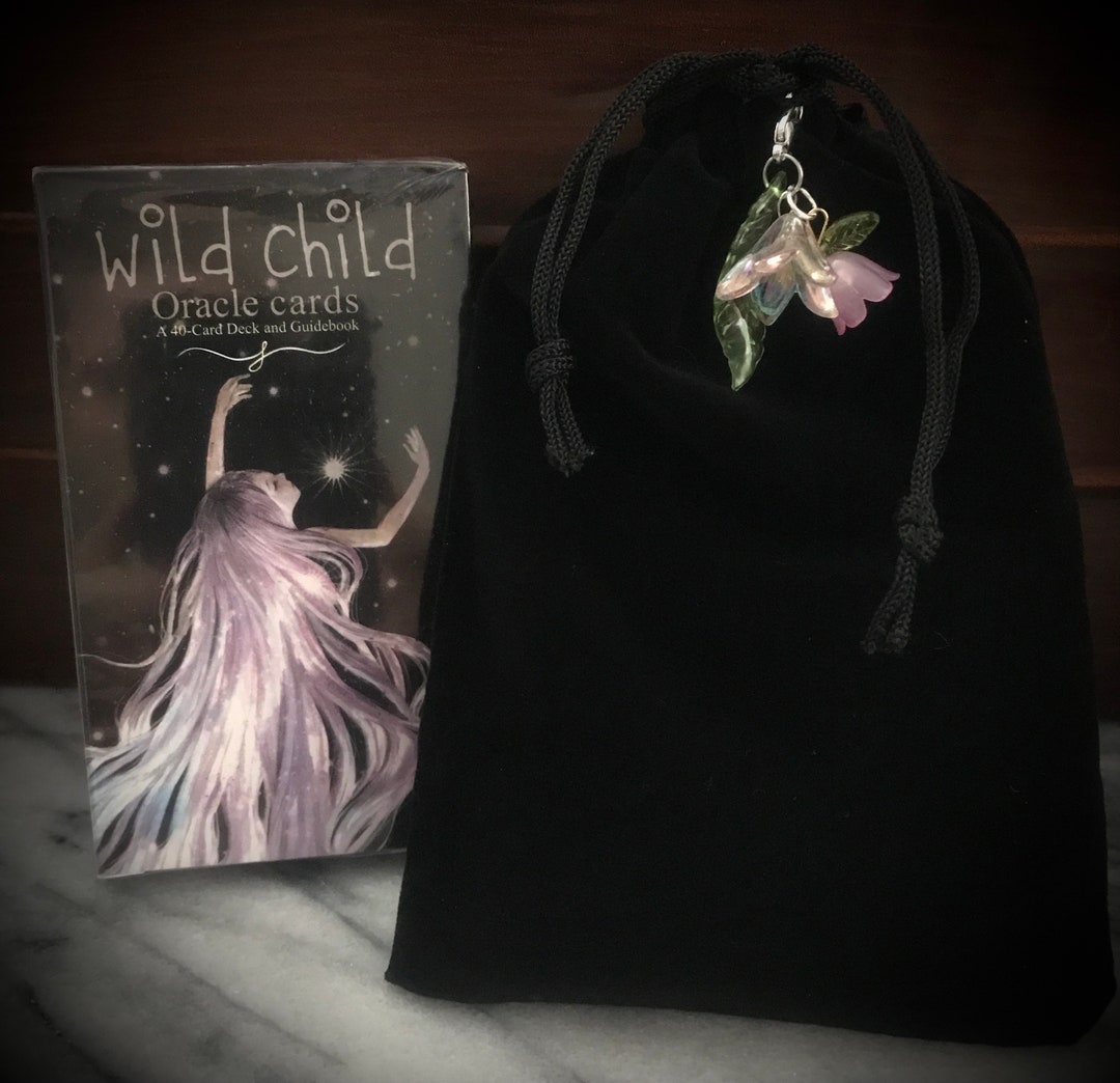 Wild Child Oracle Deck 40 Card Tarot Deck in Black Velvet Satchel With ...