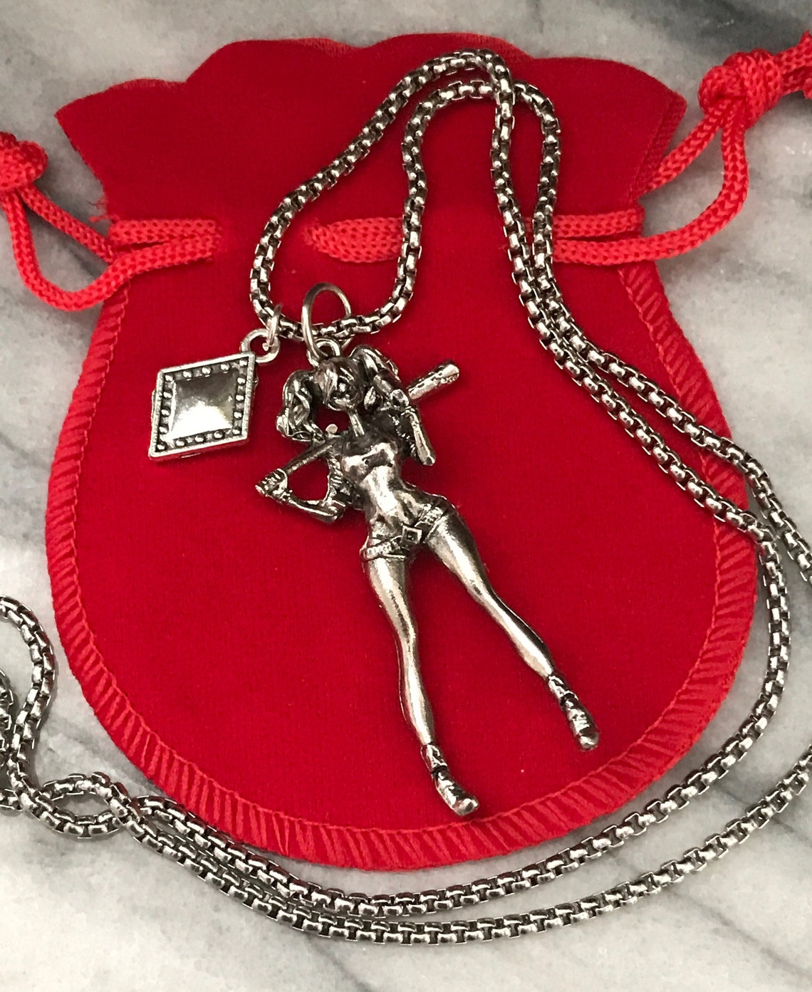 Harley Quinn Necklace Harley Quinn Baseball Bat and Gun Necklace Harley ...