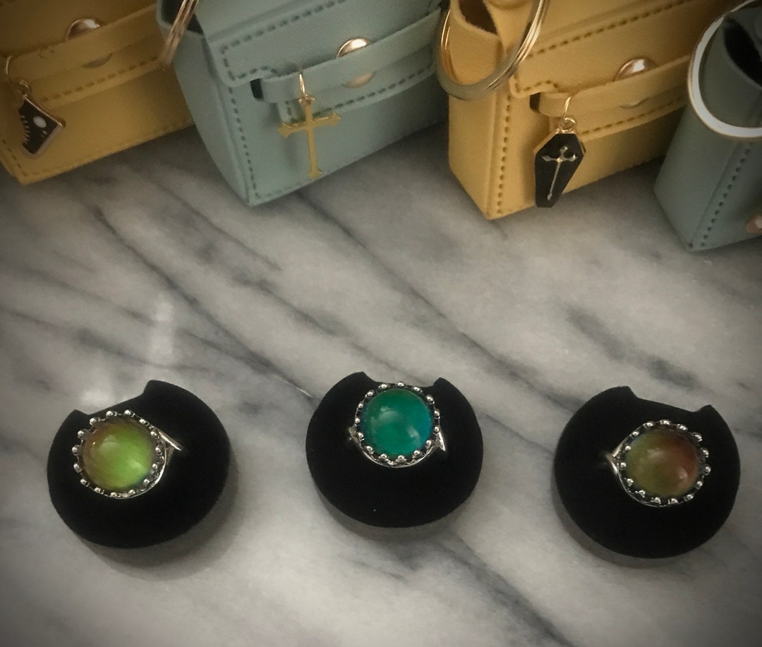 Vintage Style Mood Ring | Round Crown | Retro Antiqued Silver Mood Ring ...