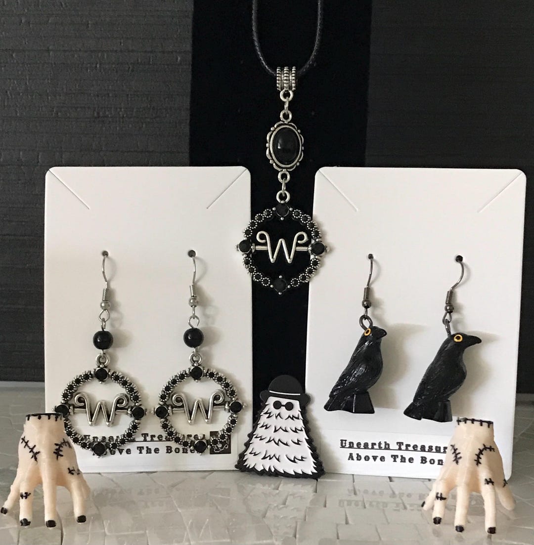 Addams Family Jewelry | Wednesday Addams Earrings | Cousin It Enamel ...