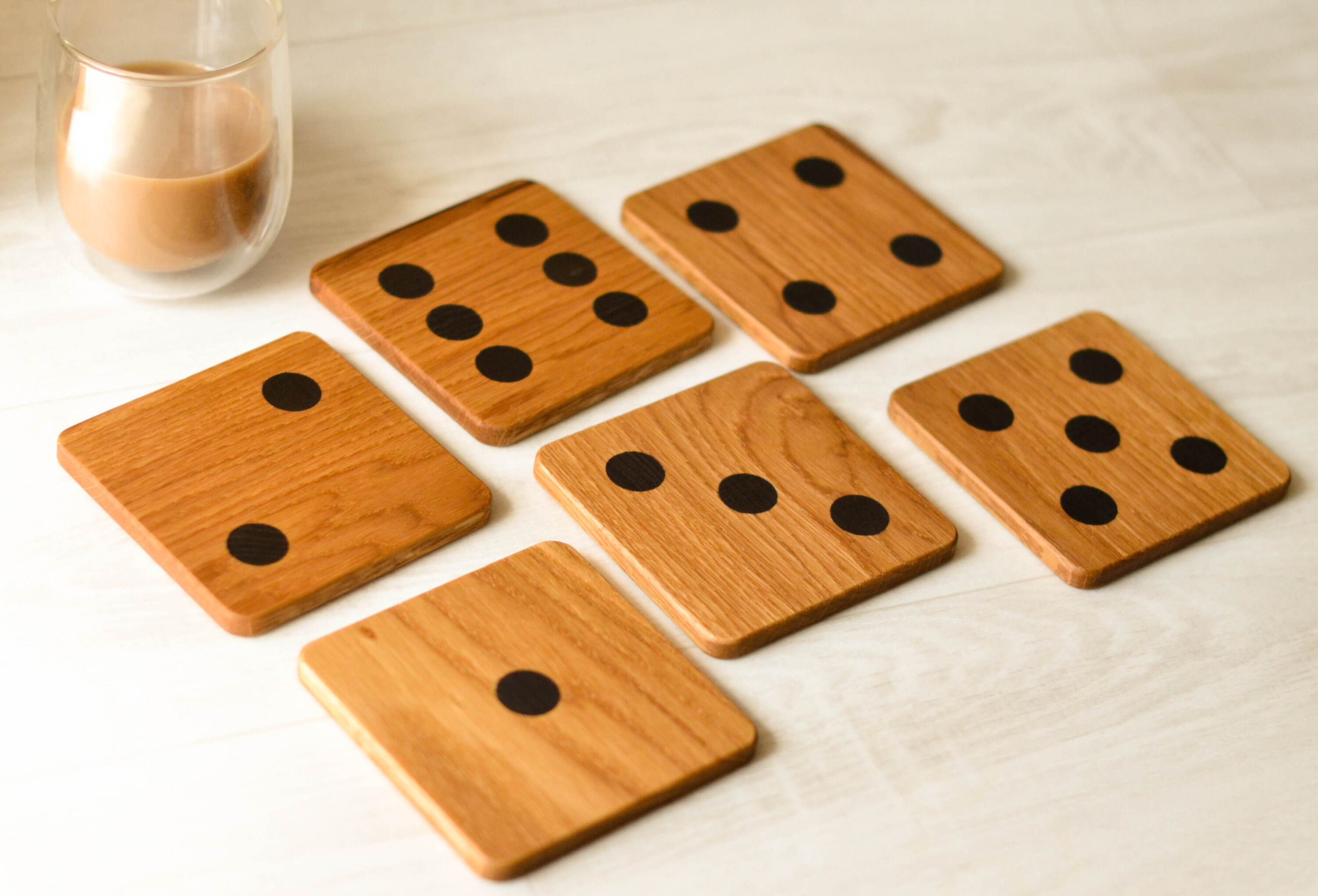 A Set of 6 Wood Porobka Dice Coasters Kitchen Decor Handmade Wooden ...