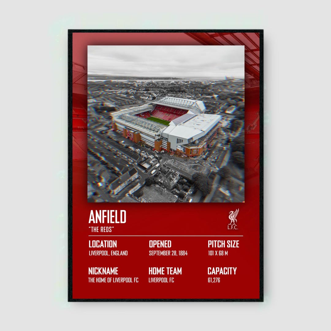 Anfield - Liverpool FC – Football Artistic Wall Artwork Decal Framed A3 ...