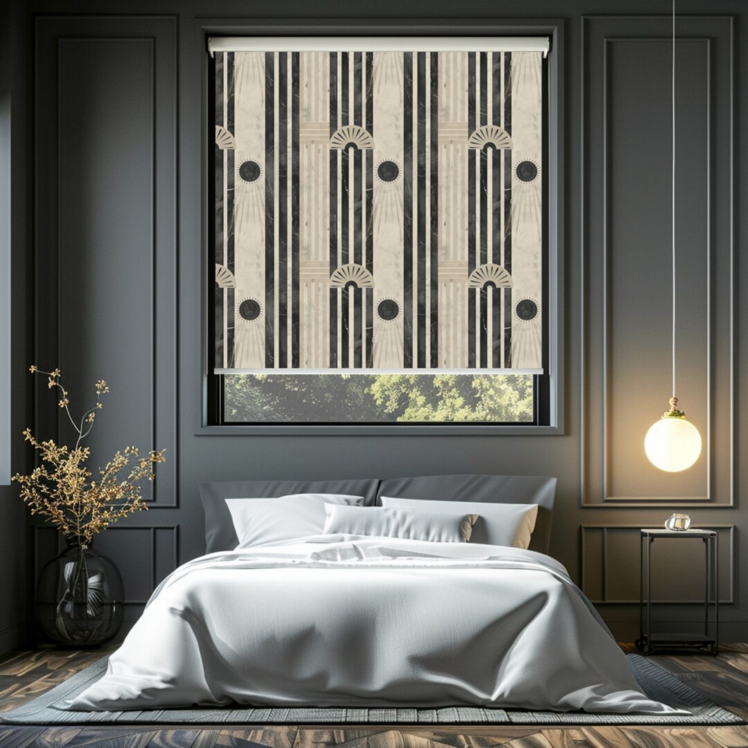 Scandinavian Style Gray Dots and Lines, Abstract Roller Shades ...