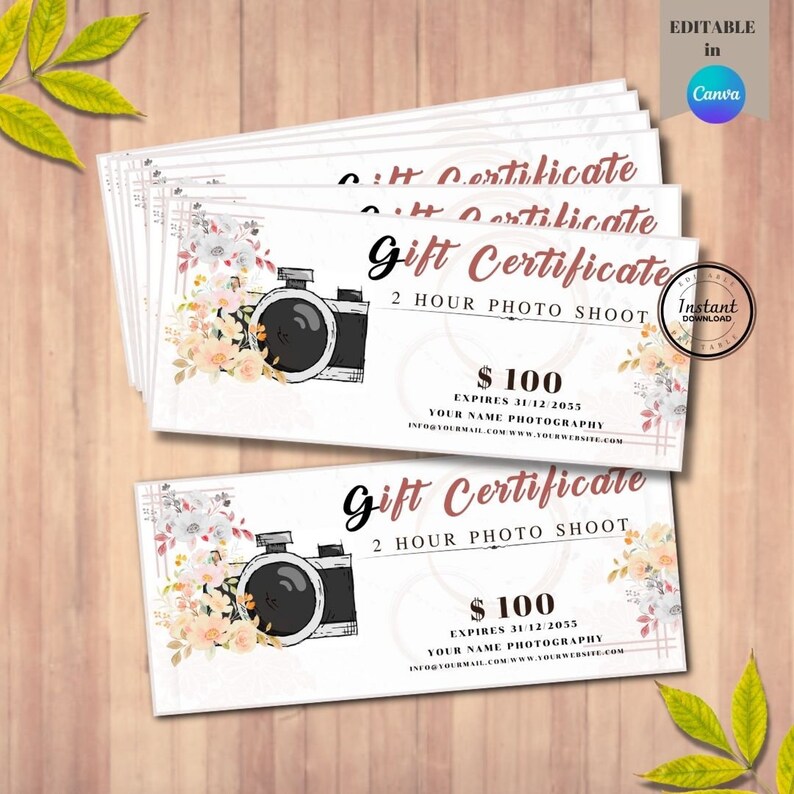 Canva Template,photography Gift Certificate, Printable Photo Session ...