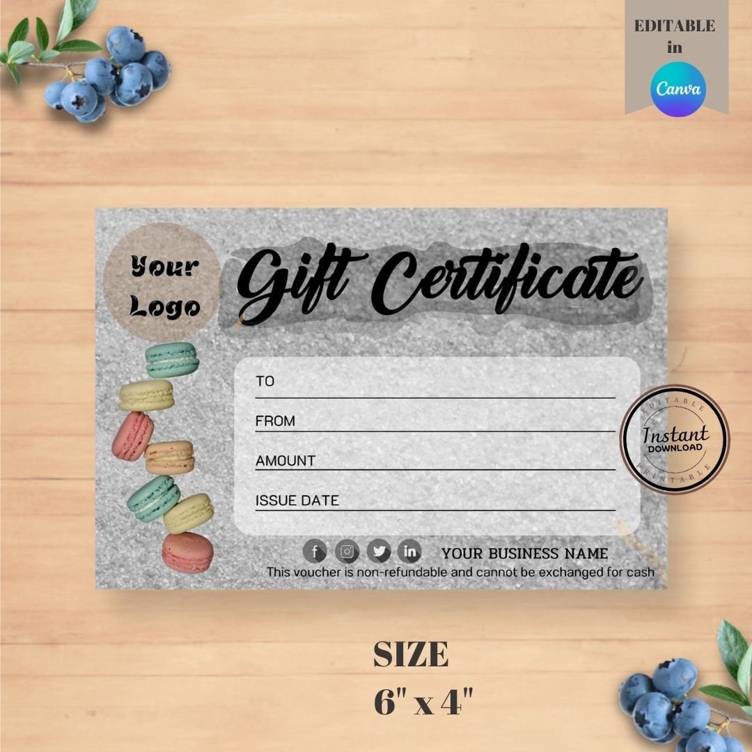 Canva Template LUXURY Gift Certificate Template ADD Your LOGO Editable ...